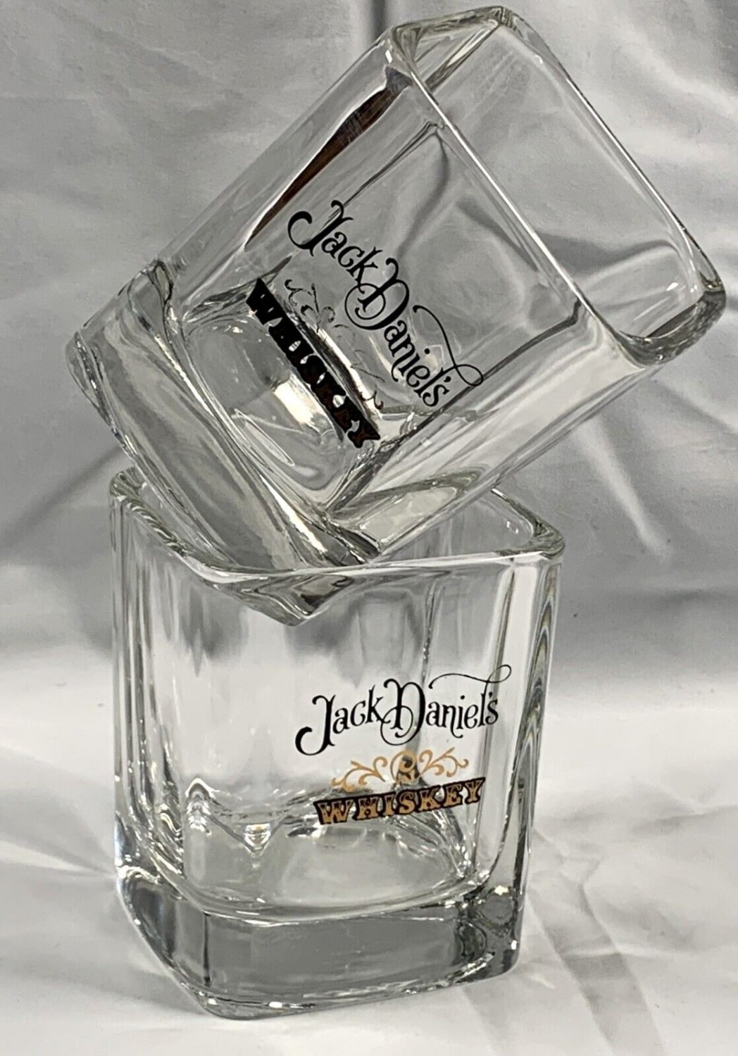 2 Jack Daniels Whiskey 8 oz Square Cocktail Glasses