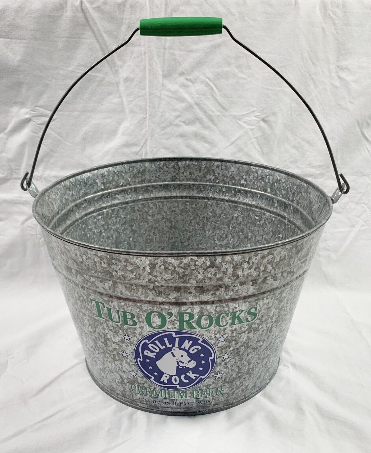 New Large Rolling Rock Beer Tub Of Rocks Man Cave Party Ice Bucket 15 ...