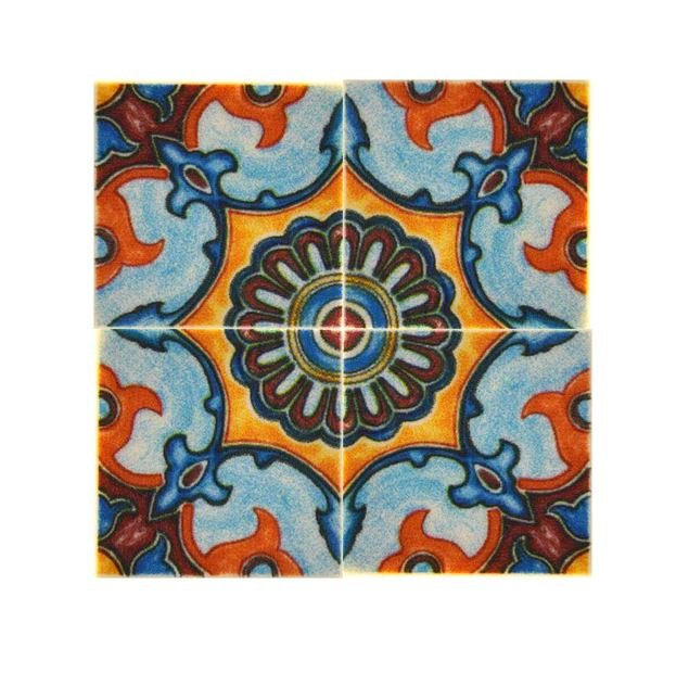 Orange Arab ornamental floor tile 2X2 construction piece