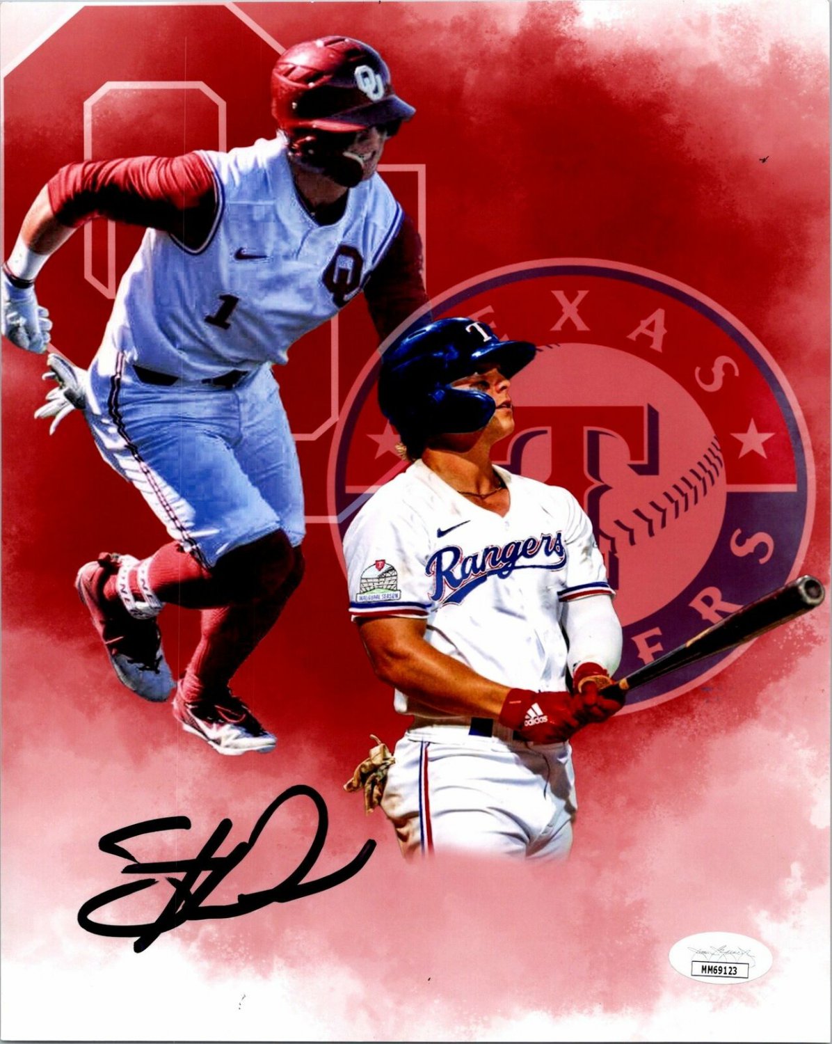 Steele Walker Signed 8x10 Photo - Texas Rangers - JSA COA