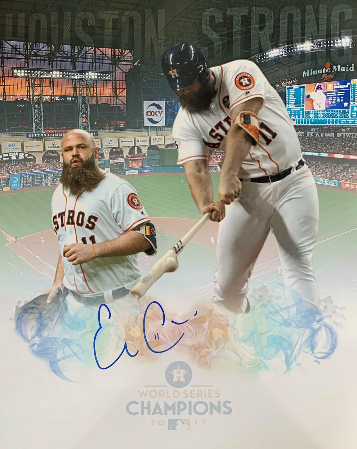 Evan Gattis Signed 16x20 Photo - Houston Astros World Series Edit - AWM COA