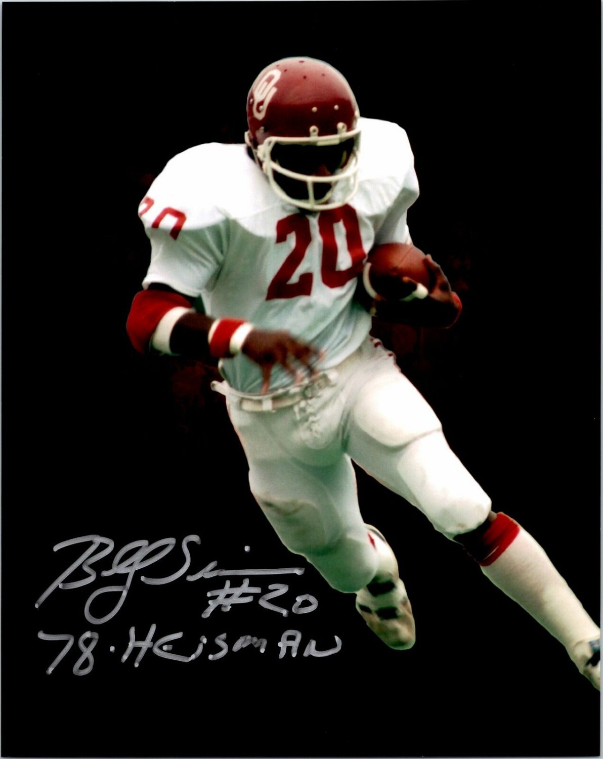 Billy Sims Signed 8x10 Photo - Oklahoma Sooners Autographed Heisman AWM COA