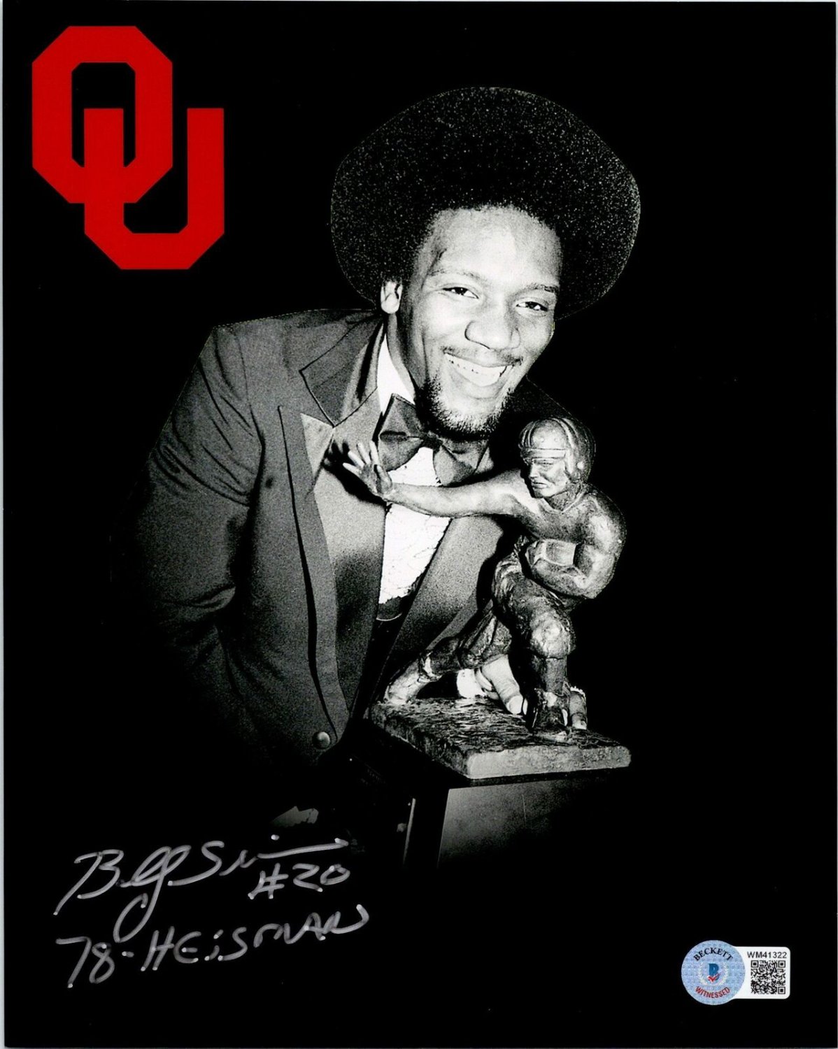 Billy Sims Signed 8x10 Photo - Oklahoma Sooners Autographed Heisman BECKETT