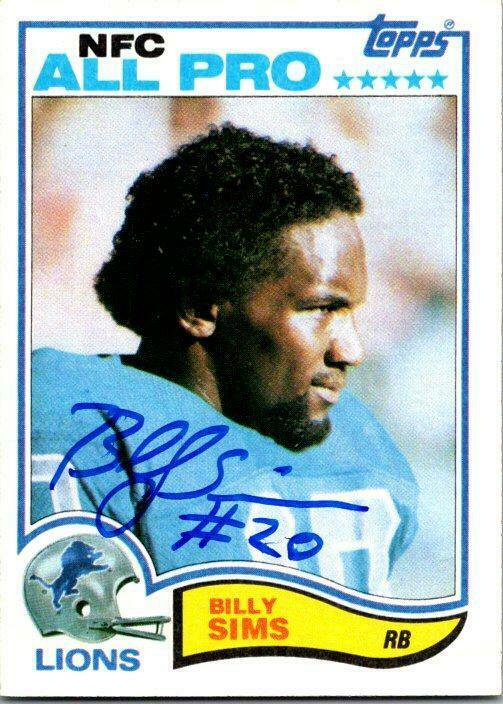 Billy Sims Signed 1982 Topps Football Card Detroit Lions - #349