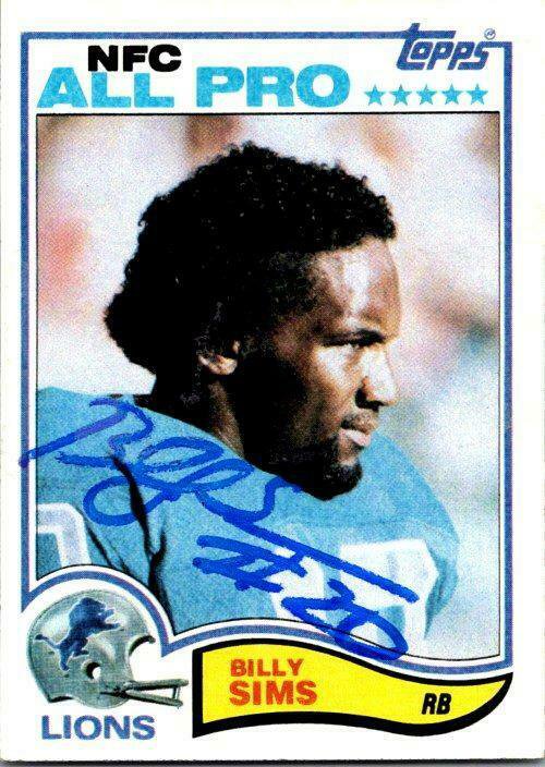 Billy Sims Signed 1982 Topps Football Card Detroit Lions - #349 f
