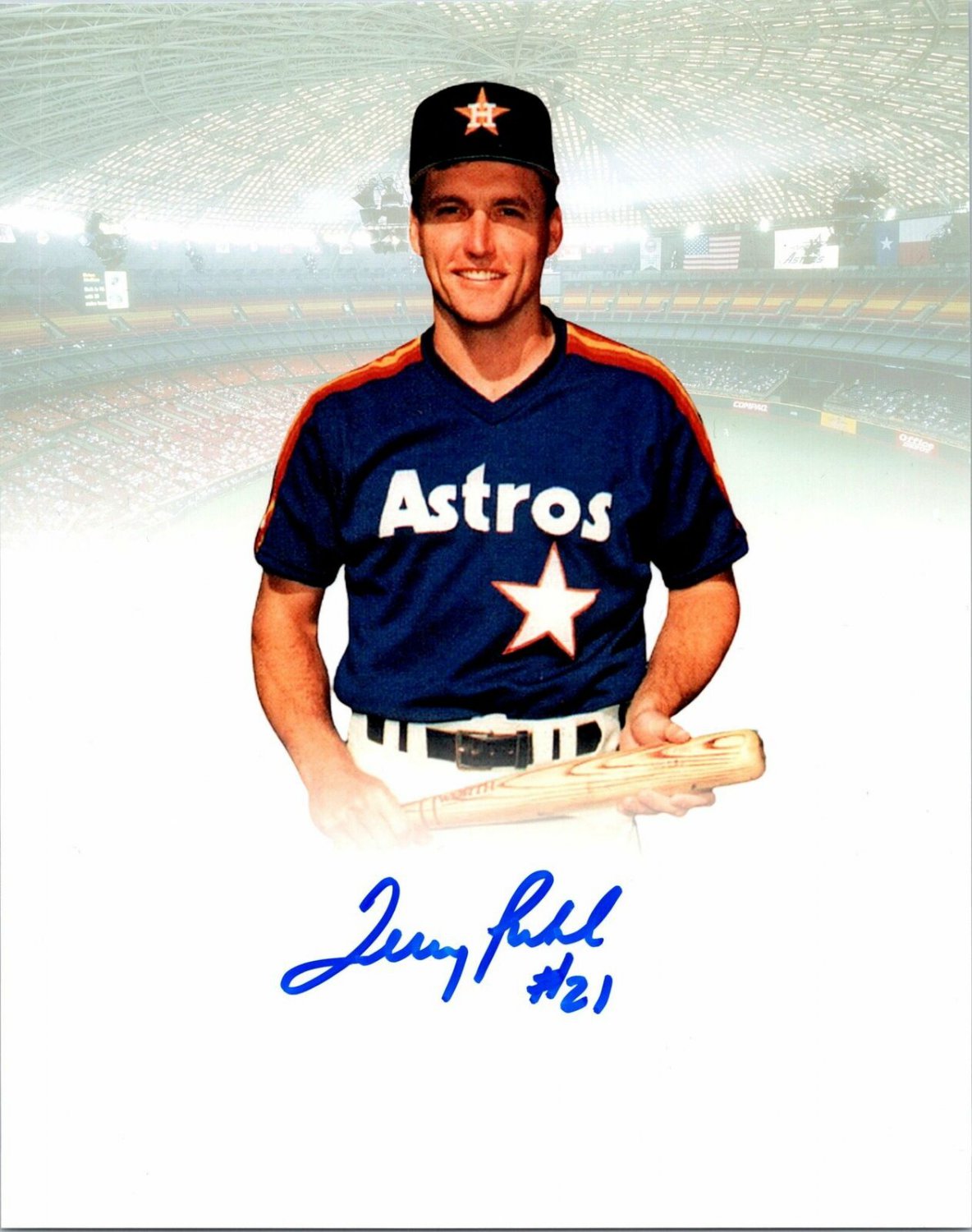 Terry Puhl Signed 8x10 Photo - Houston Astros - AWM COA