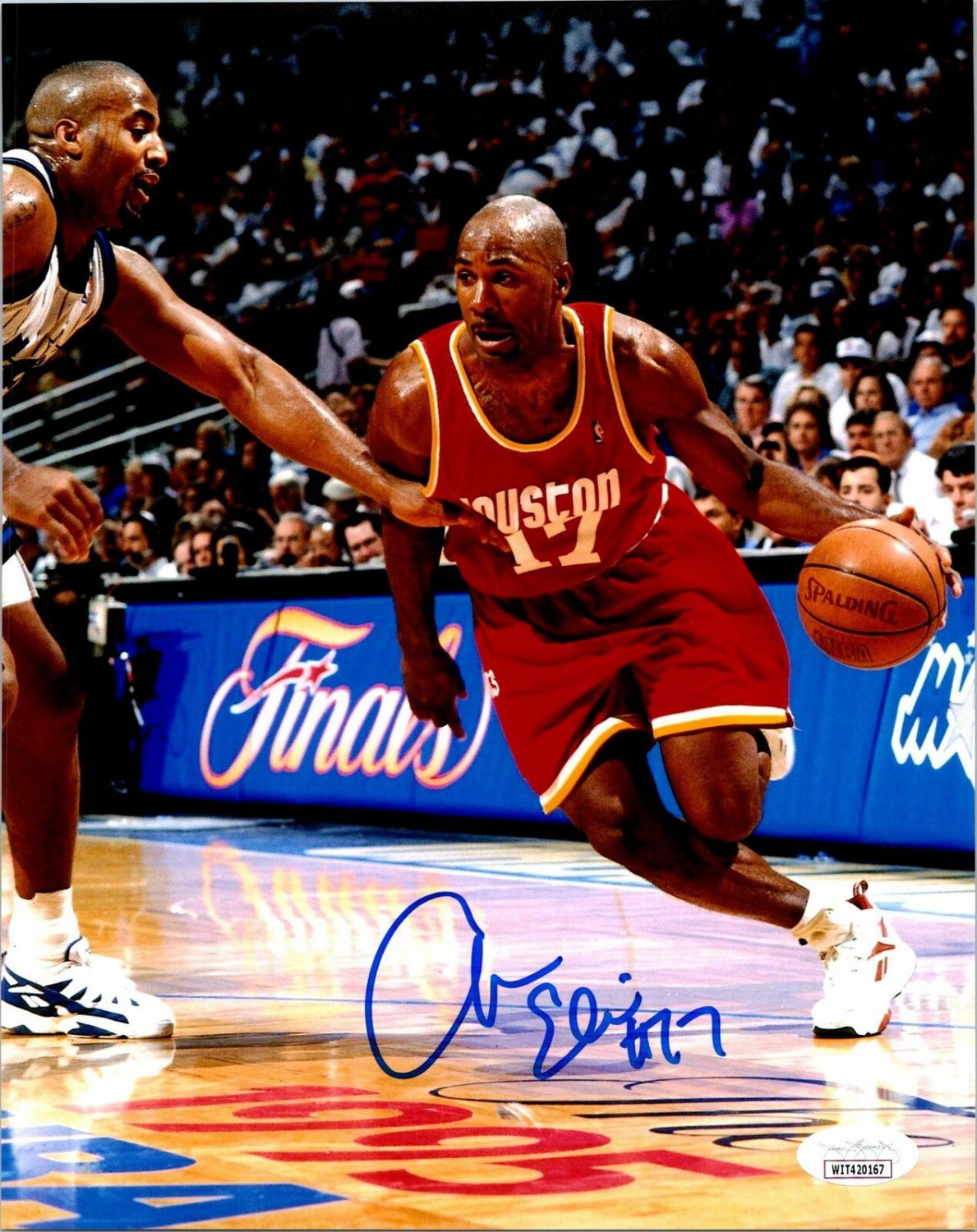 Mario Elie Signed 8x10 Photo Edit - Houston Rockets (Drive) - JSA COA