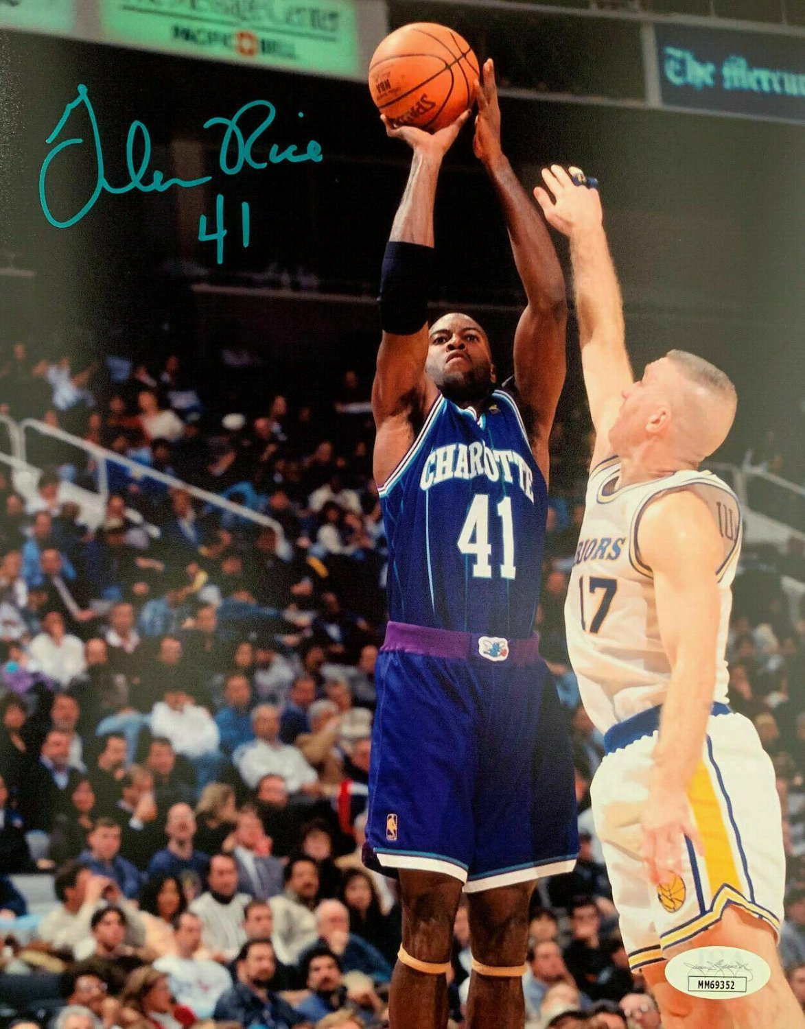 Glen Rice Signed 8x10 Photo Jump Shot - Charlotte Hornets JSA