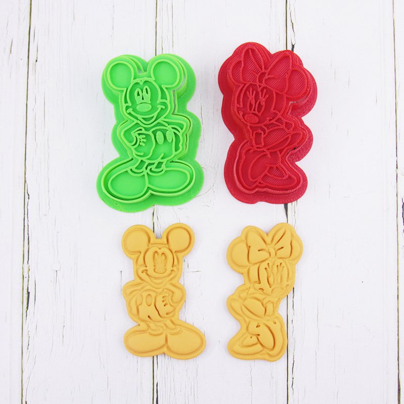 2 Sets Mickey and Minnie Cookie Molds, Cookie Cutter, Cookie Embosser ...