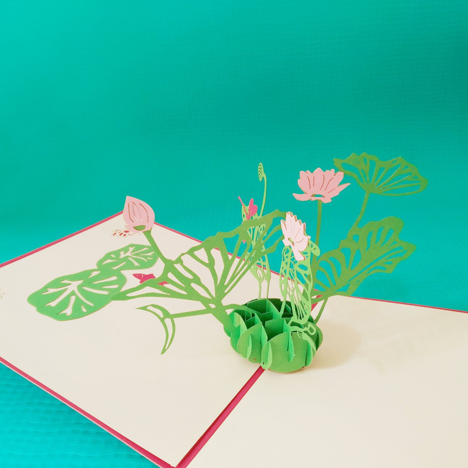 Dragonfly rest on lotus, Flower, 3D Pop-up card, 3D greeting card, Pop ...