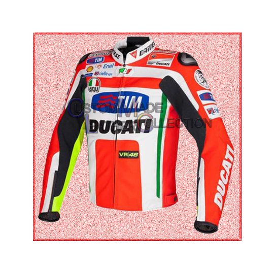 Ducati CORSE Valentino Rossi Replica Motorbike Leather Jacket