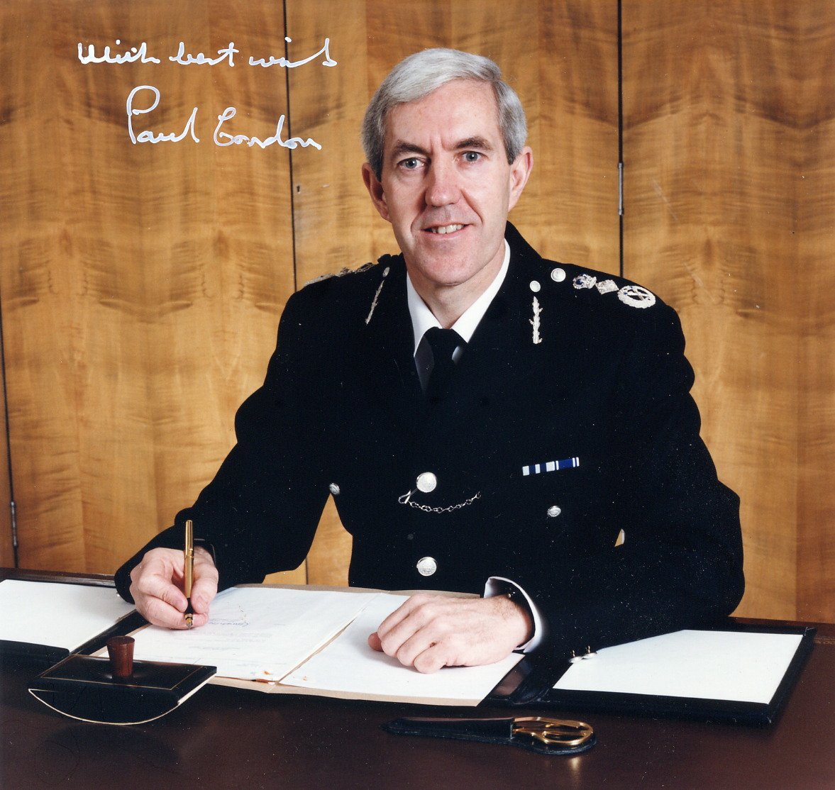 Former Metropolitan Police Chief PAUL CONDON Hand Signed Photo from 1990s