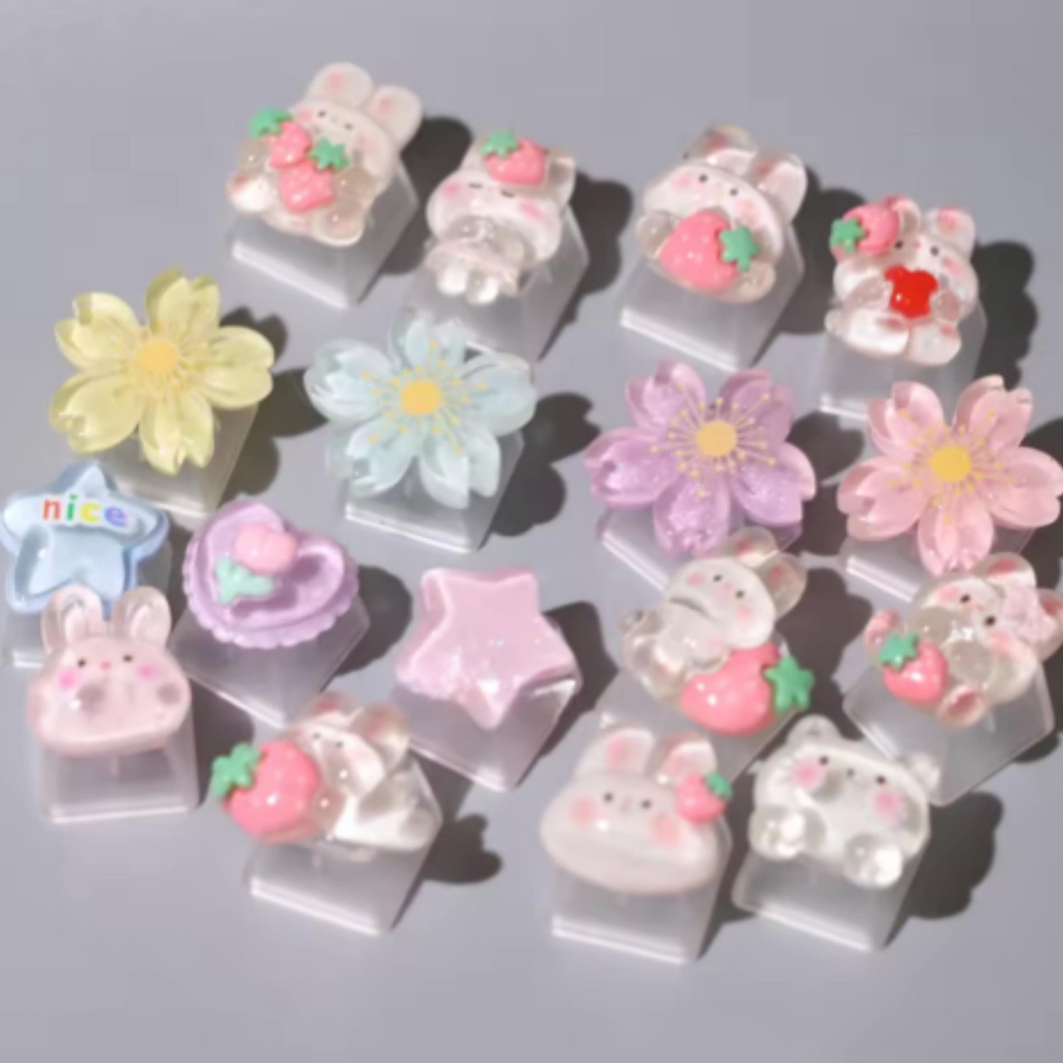 1Pc Kawaii Keycap, Cute Rabbits Keycap, Star Love Sparkles Keycap ...