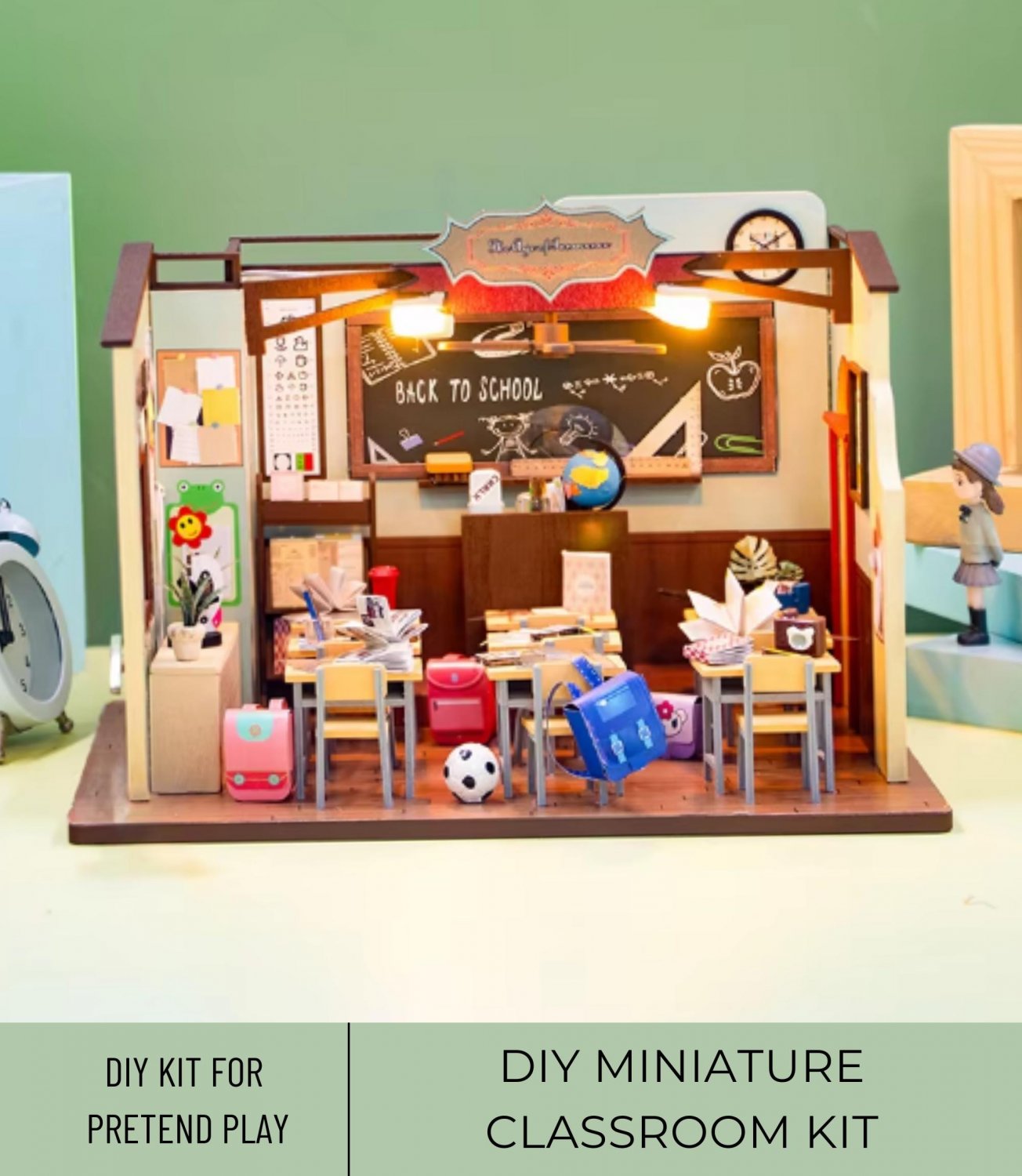 DIY Miniature Classroom Kit, Set Miniature Desks, Chairs, and School ...