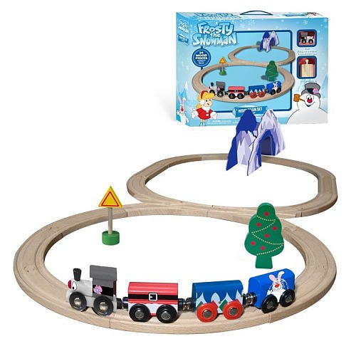 FROSTY THE SNOWMAN OR RUDOLPH WOODEN TRAIN SET NEW 24 PC TOO CUTE NOT 2 ...