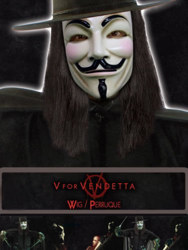 V FOR VENDETTA Guy Fawkes Wig Licensed Product Adult NEW byRUBIES 51385 ...