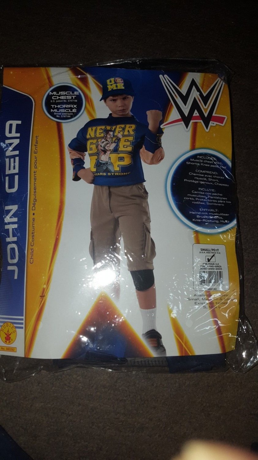 Muscle Chest John Cena Costume WWE Halloween Fancy Dress Boys sm 4-6