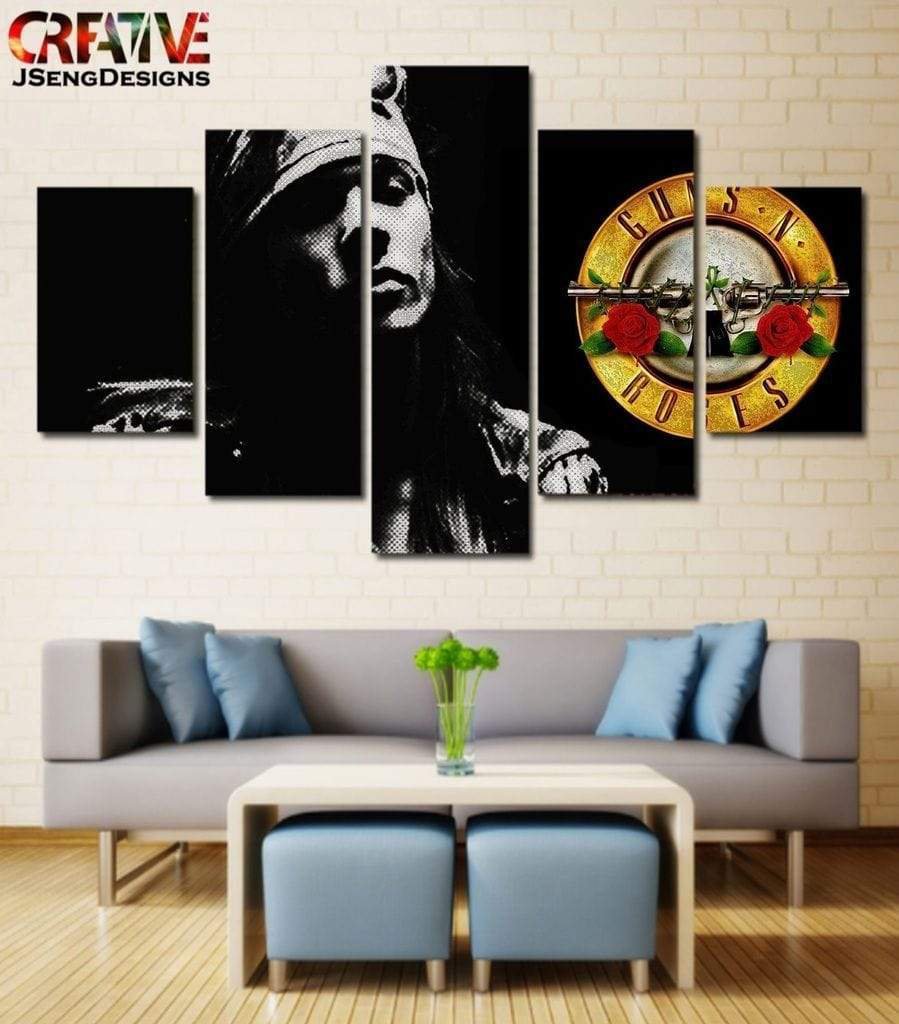 Axl Rose Guns & Roses Wall Art Framed Canvas Prints 5 Piece Poster Painting