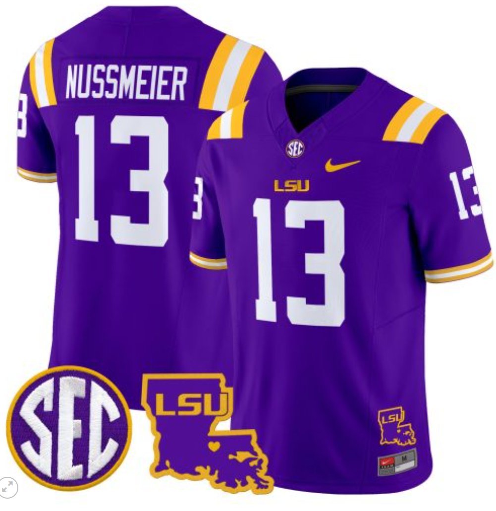 Garrett Nussmeier Jersey #13 LSU Tigers 2024 Louisiana Patch Vapor ...