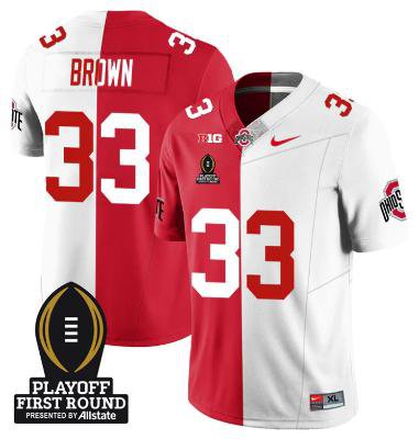 Devin Brown Jersey #33 Ohio State Buckeyes Playoff First Round Patch Split