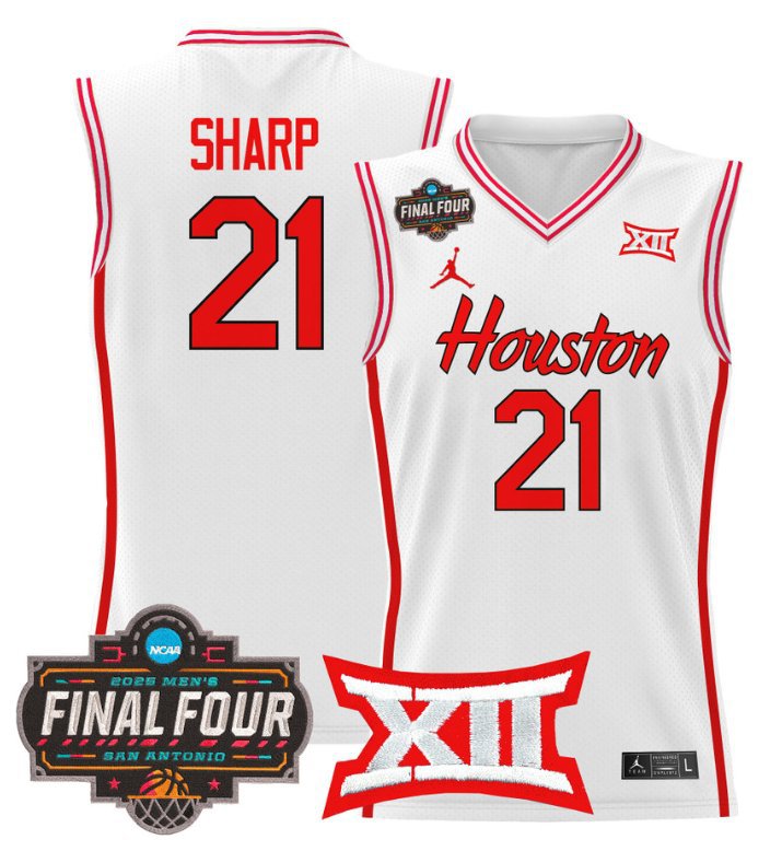 Emanuel Sharp Jersey #21 Houston Cougars 2025 Final Four Patch Stitched ...