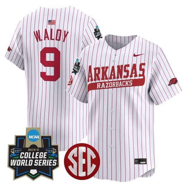 Wehiwa Aloy Jersey #9 Arkansas Razorbacks 2025 World Series Vapor ...