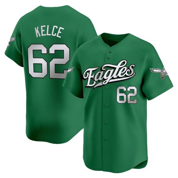 Jason Kelce Jersey #62 Philadelphia Eagles 2025 Vapor Baseball Kelly ...