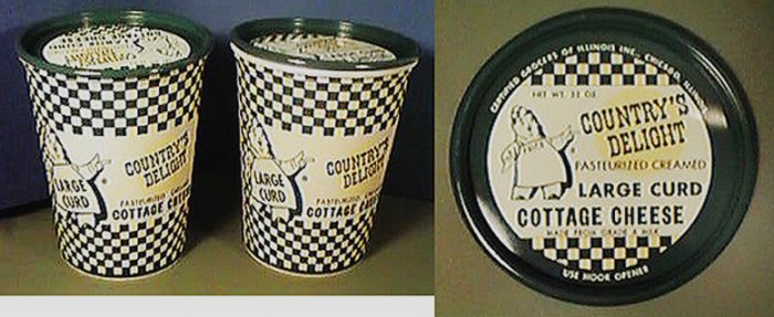 3 COTTAGE CHEESE CONTAINERS CERTIFIED COUNTRY DELIGHT NEW UNUSED 1950s