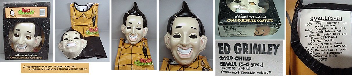ED GRIMLEY HALLOWEEN COSTUME & MASK MARTIN SHORT SNL 1988 NEW HANNA BARBERA