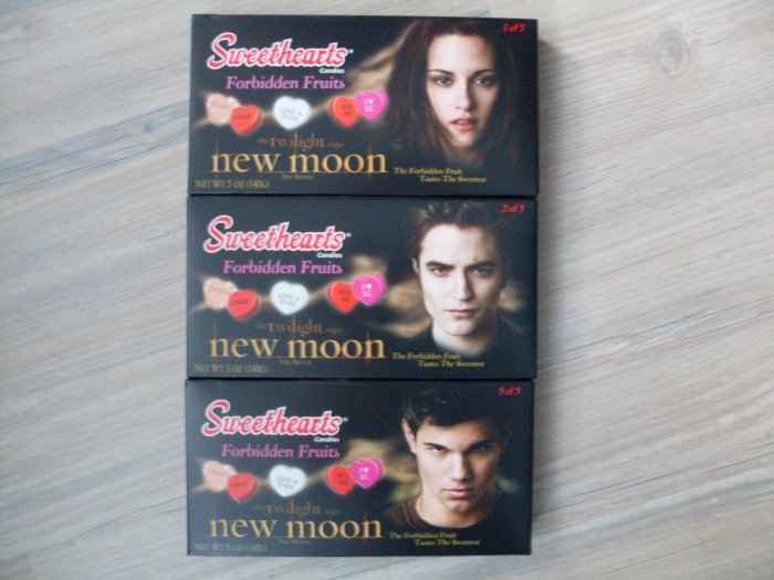 Twilight New Moon Sweethearts Box Candy Hearts Lot of 3