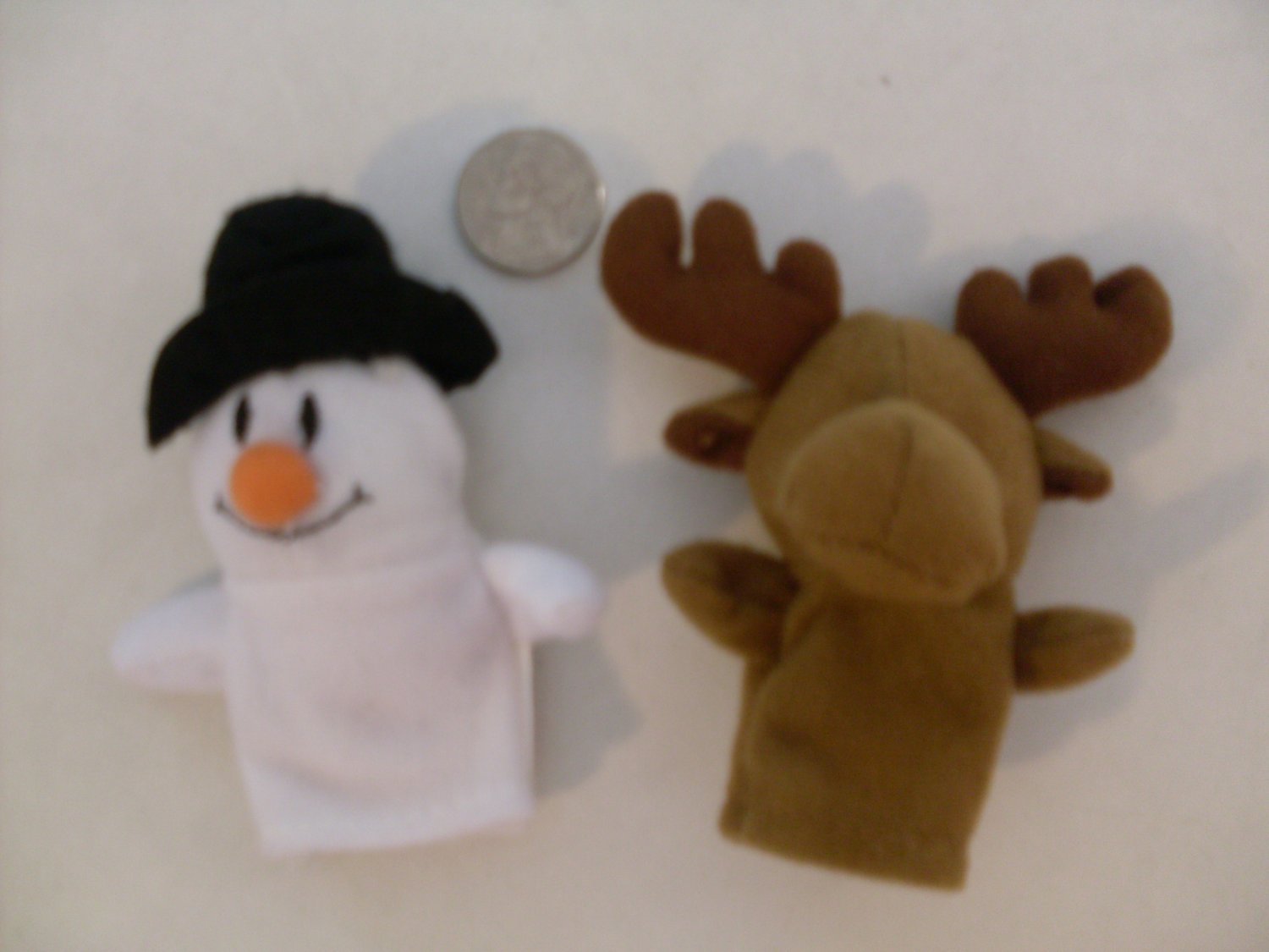 NEW Christmas Finger Puppets Plush snowman & moose