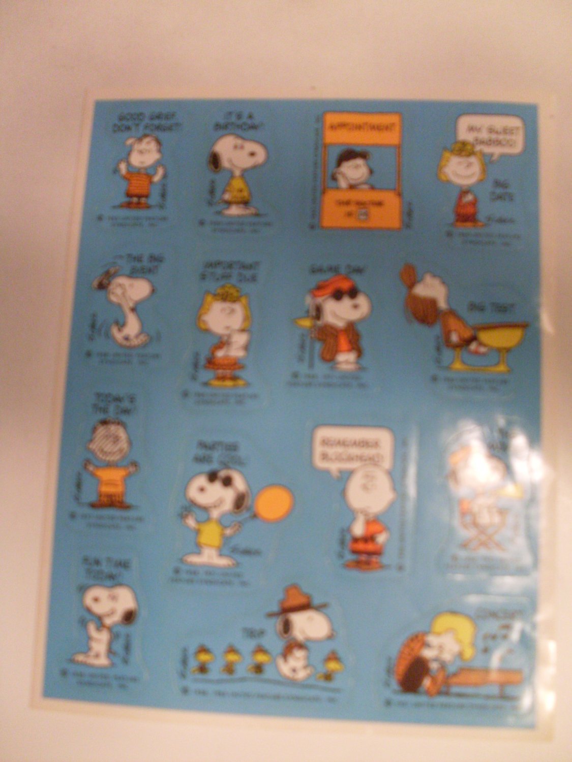 Vintage Snoopy Peanuts gang Calendar Sticker Sheet