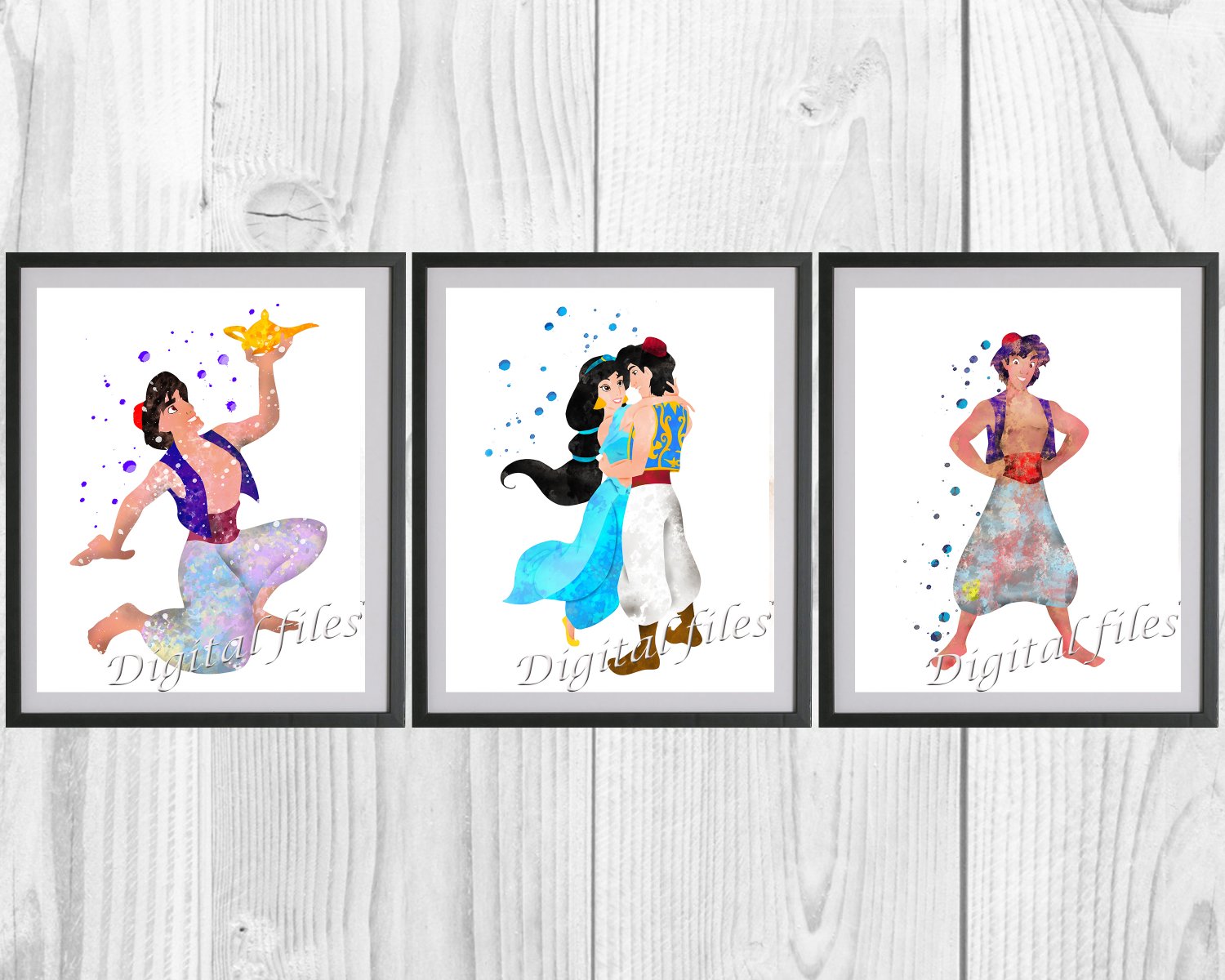 Digital files, Disney Jasmine Aladdin Set print, poster watercolor ...
