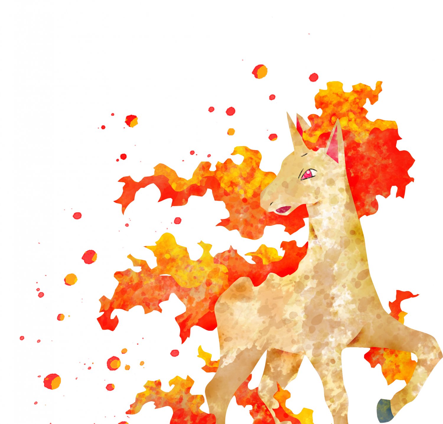 Digital files, Pokemon Rapidash and Ponyta Set print, poster watercolor ...