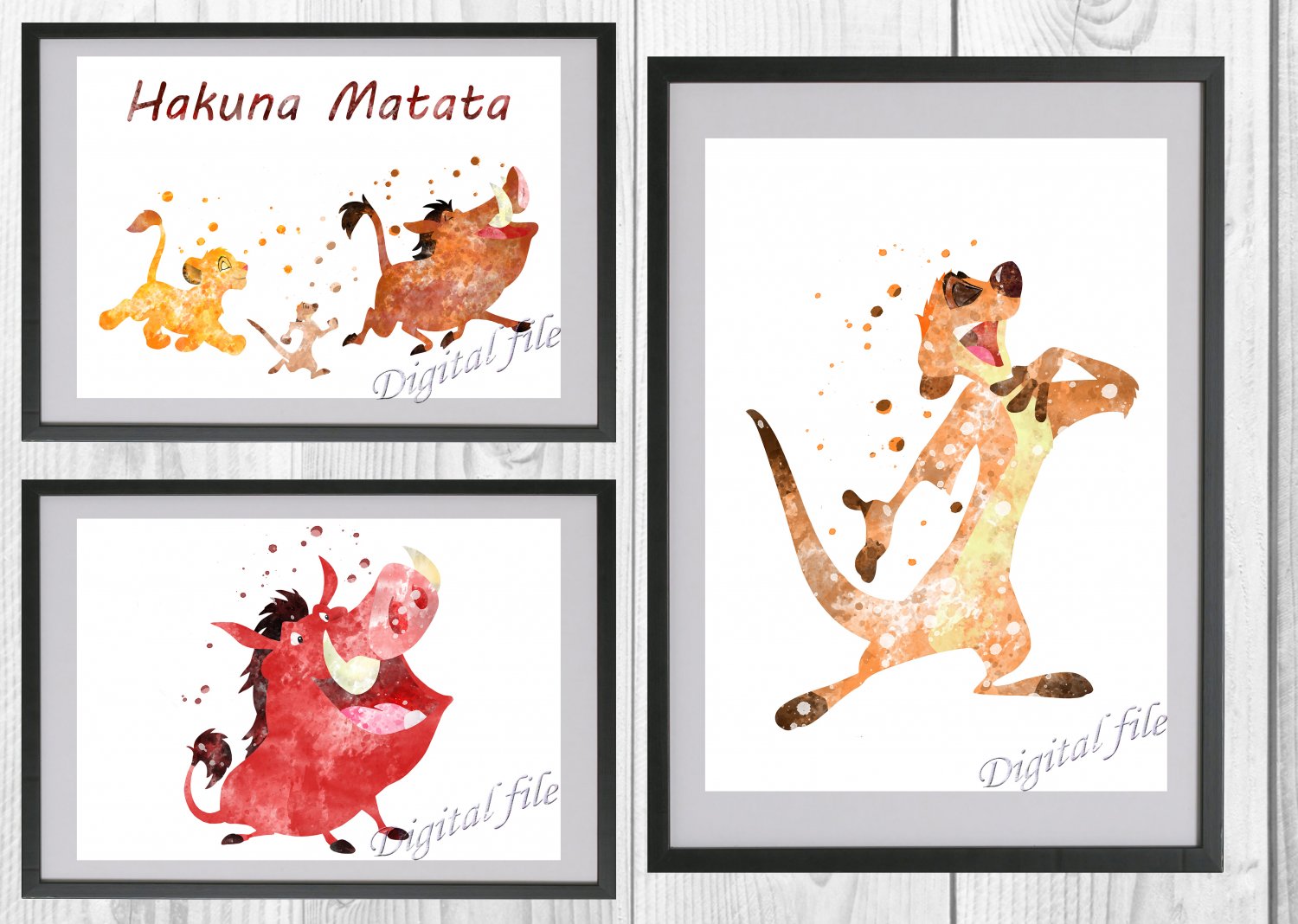 Digital files, Timon Pumbaa Lion King Disney Set print, poster ...
