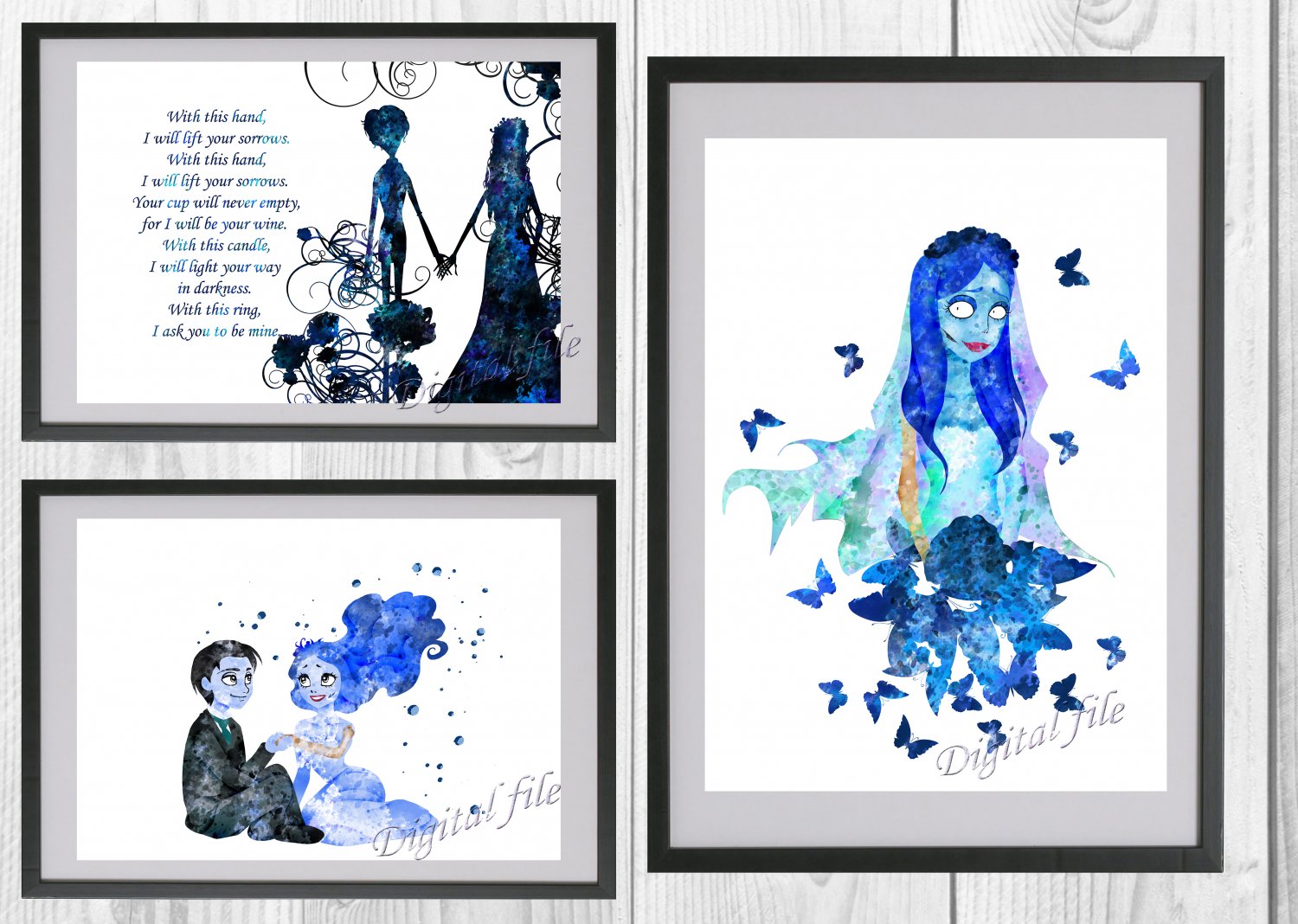 Digital files, Corpse Bride print, baby poster watercolor nursery room ...