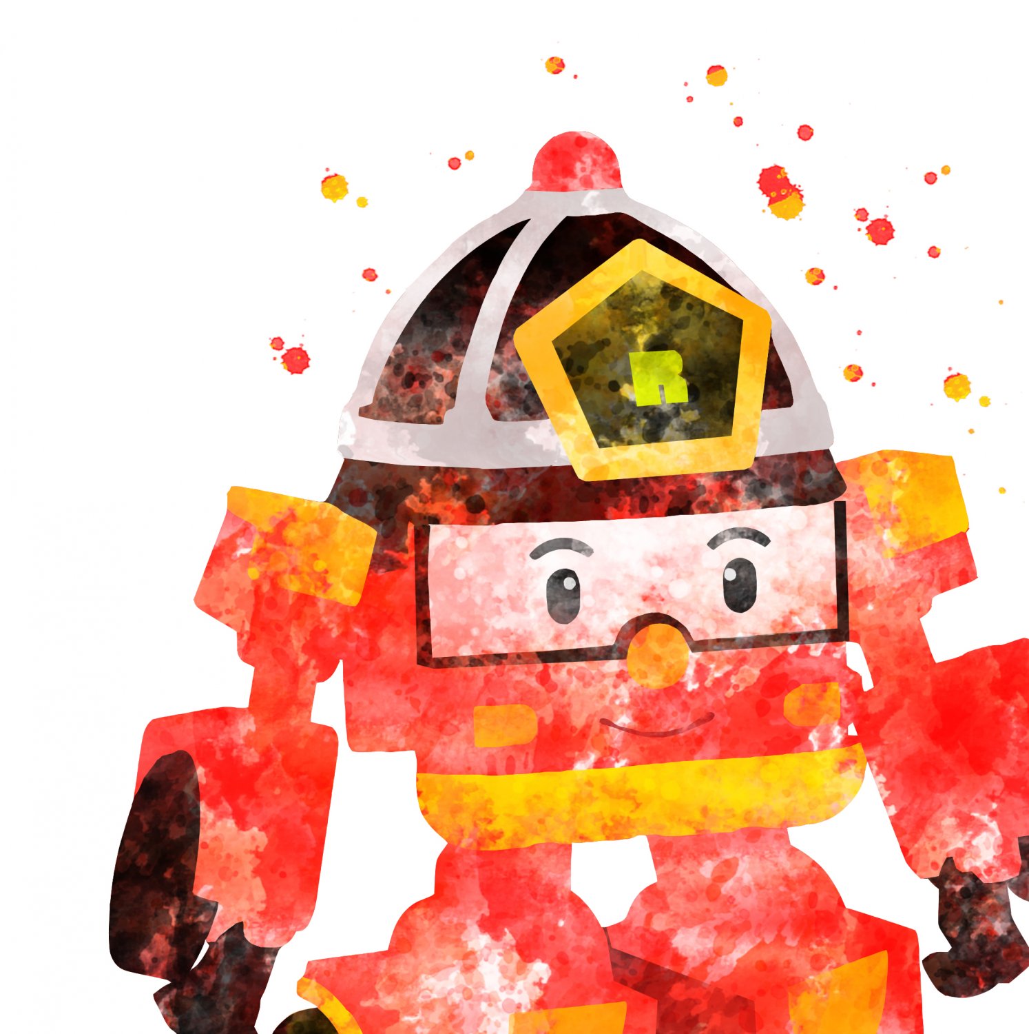 Digital files, Robocar Poli Set print, poster watercolor nursery room ...