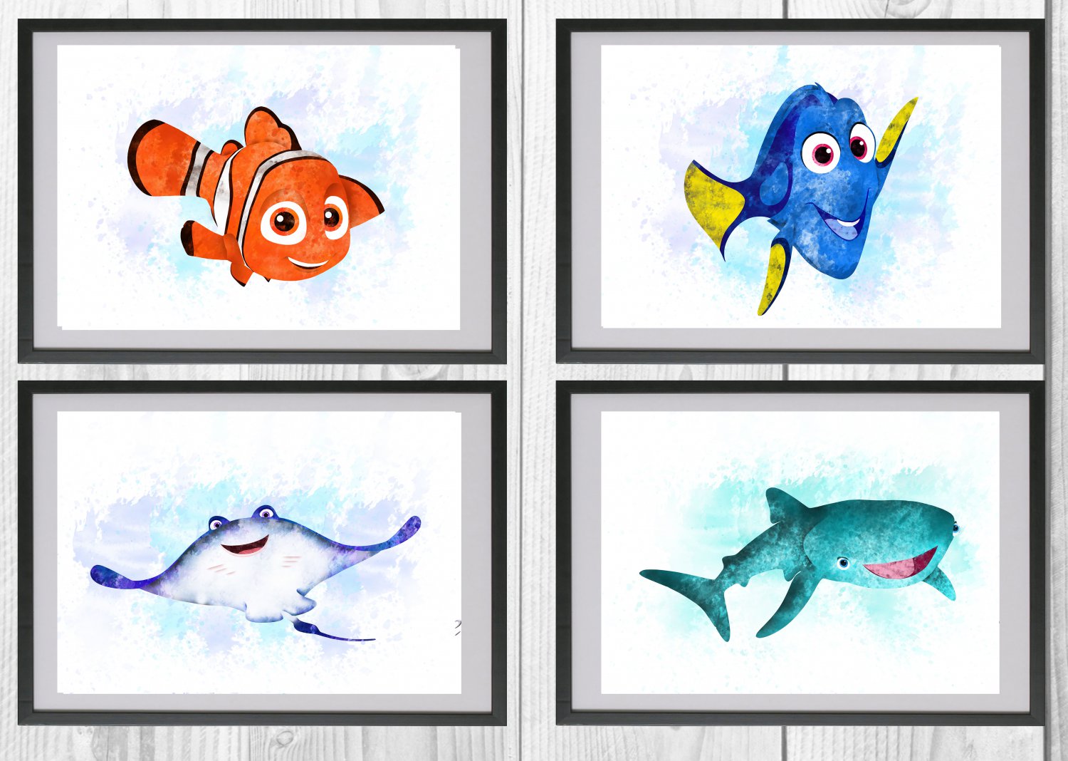 Digital files, Finding Nemo Disney Set print, poster watercolor nursery ...