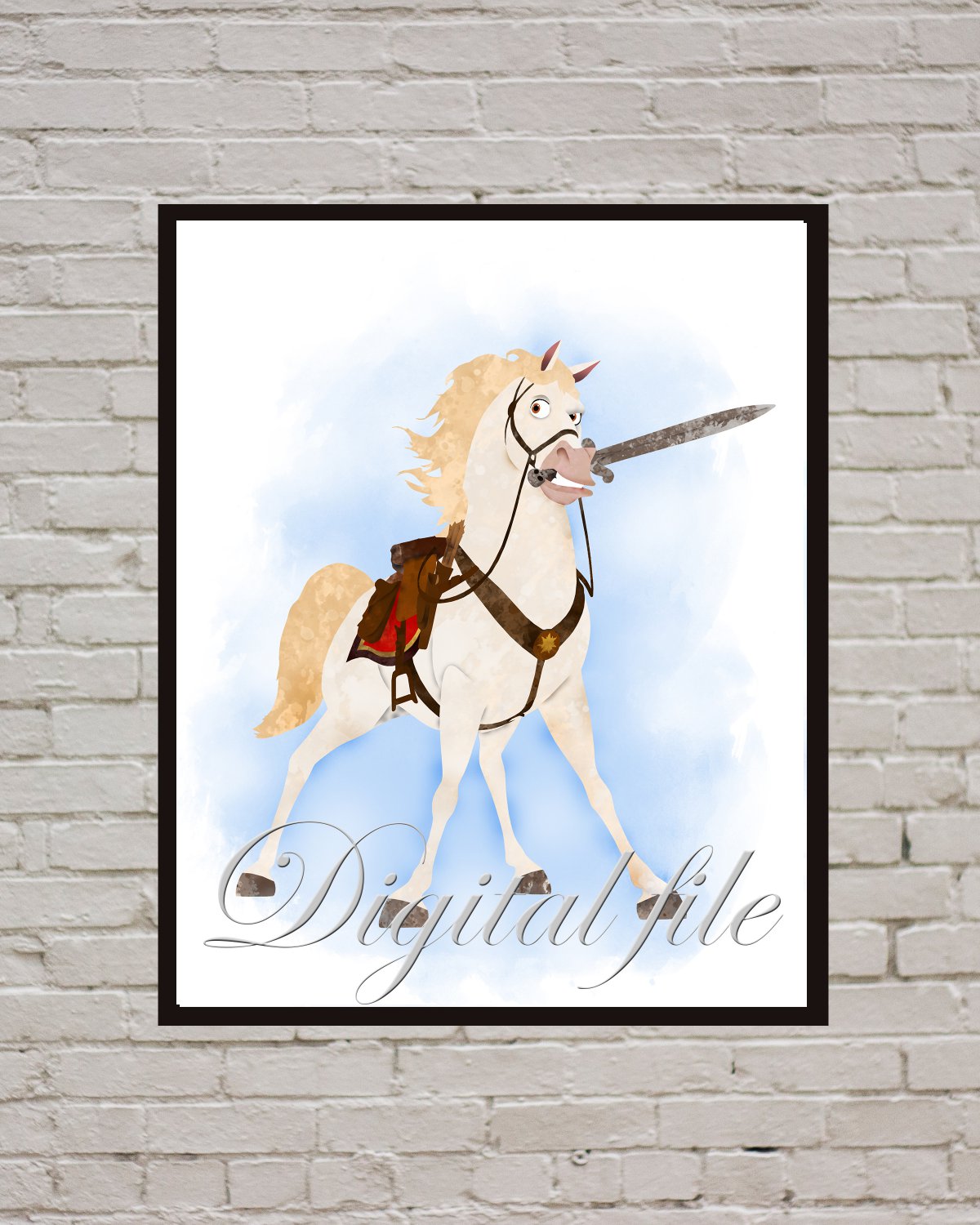 Digital files, Maximus Tangled print, Rapunzel poster watercolor ...