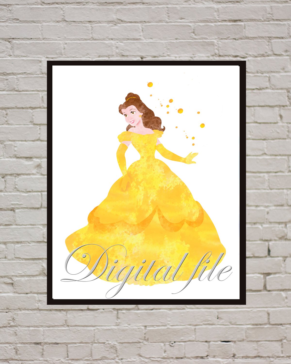 Digital file, Belle Disney print, Belle poster watercolor nursery room ...