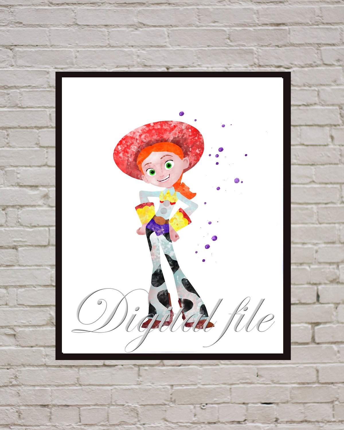 Digital file, Toy Story Jessie Disney print, poster watercolor nursery ...