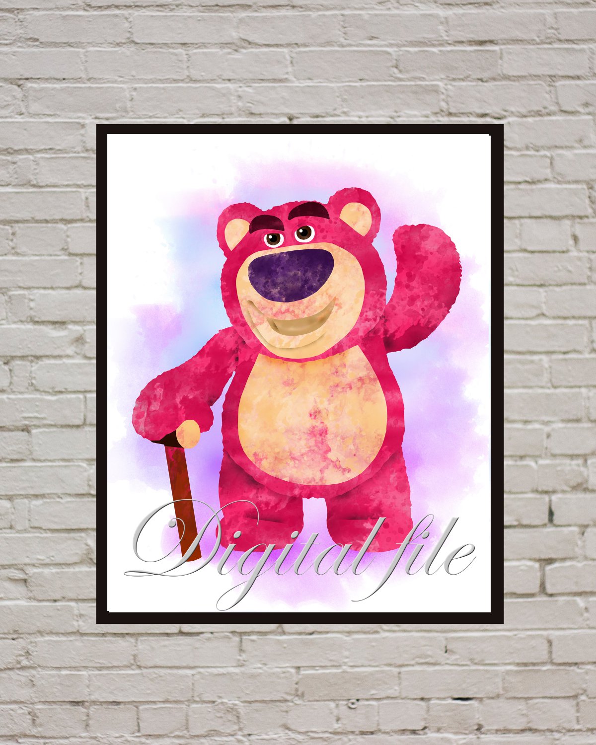 Digital file, Toy Story Lotso Disney print, poster watercolor nursery ...