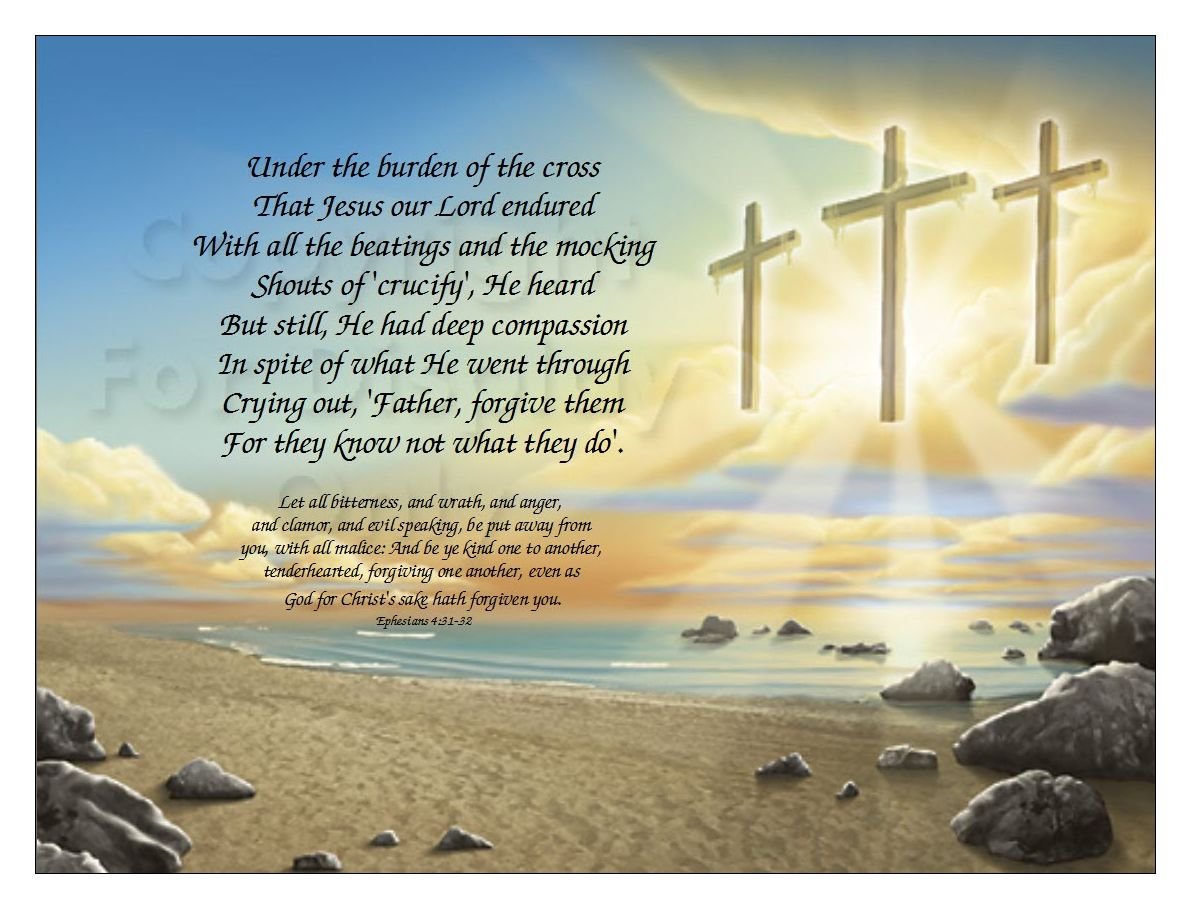 Burden of the Cross Christian Verse Three Crosses Art 8.5 x 11