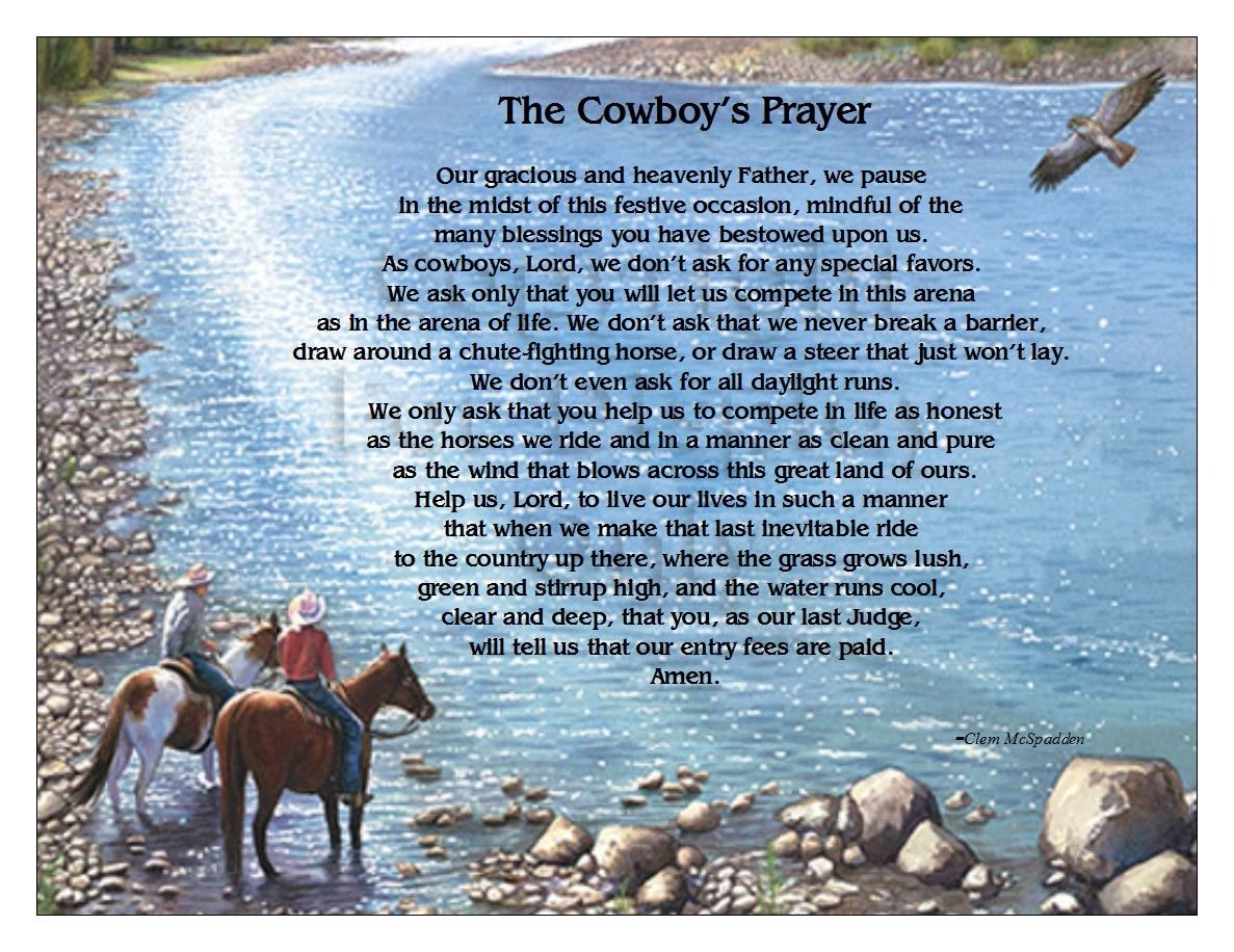 Cowboy's Prayer Scenic Western Cowboy Art 8.5 x 11