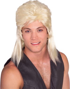 BLONDE MULLET COSTUME WIG~HILLBILLY~REDNECK~HICK~80'S