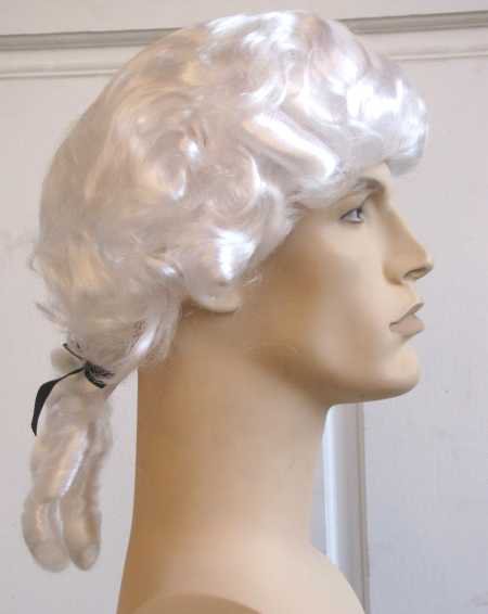 18TH CENTURY COLONIAL MAN COSTUME WIG~WHITE~MEN'S~POWDER~JUDGE~HALLOWEEN