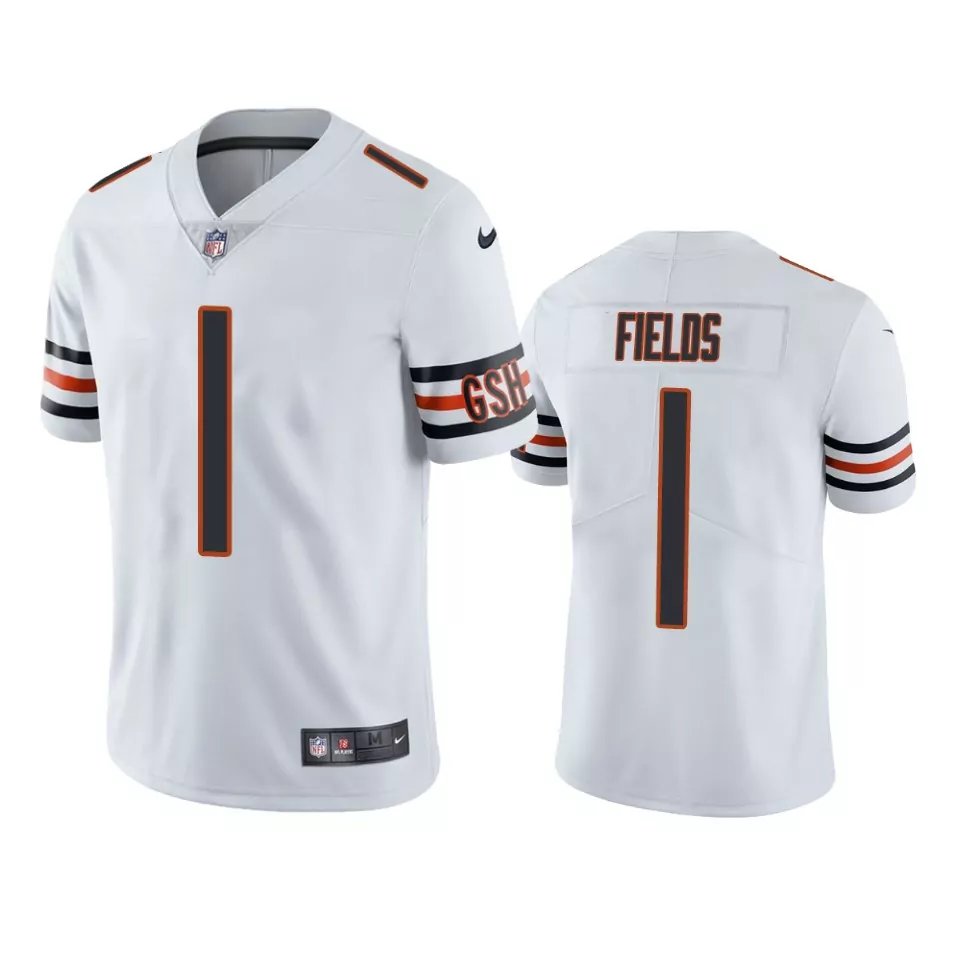 Men & Youth #1 Justin Fields Chicago Bears Color Rush Limited White Jersey