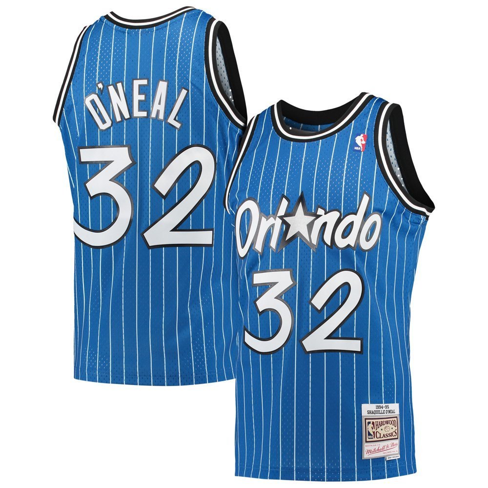 Men & Youth #32 Shaquille O'Neal Orlando Magic Throwback Blue Pinstripe ...