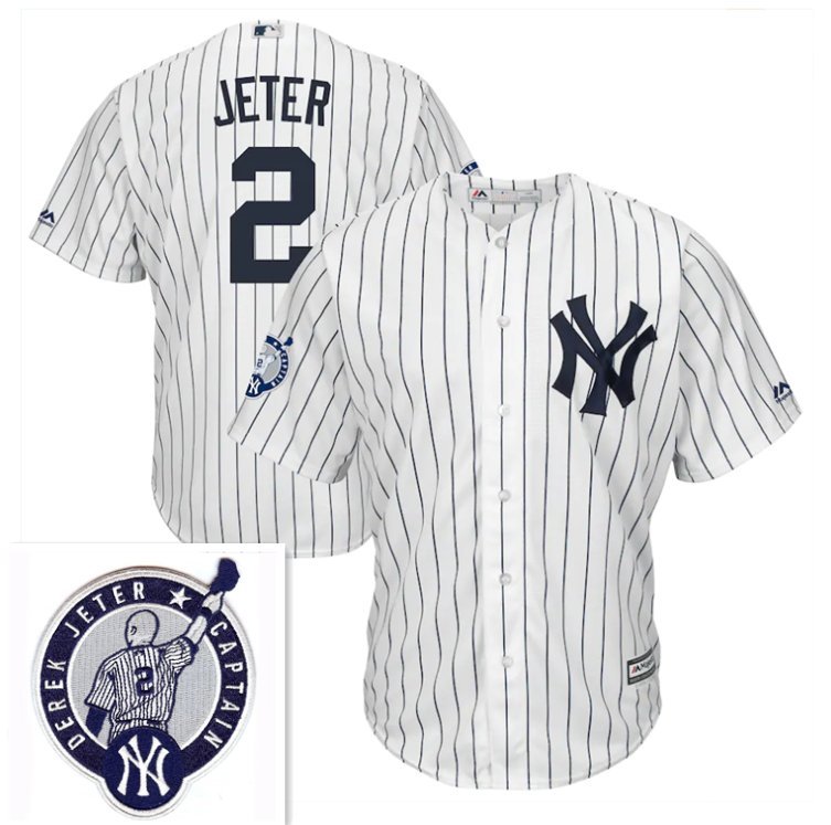 Men's #2 Derek Jeter New York Yankees Retirement White Jersey