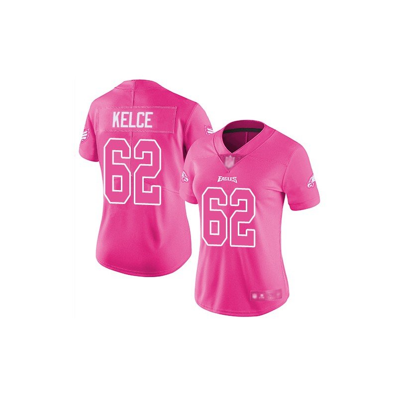 Women's #62 Jason Kelce Philadelphia Eagles Color Rush Limited Pink Jersey
